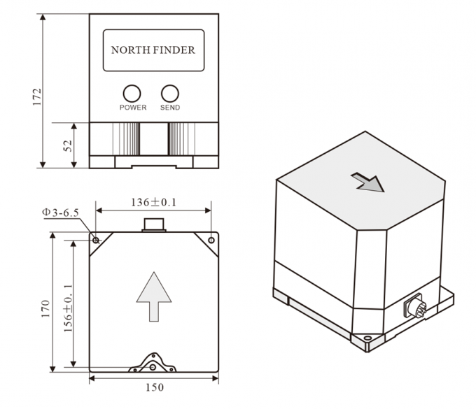 FOG Gyro North Finder with RS422 Interface, 24V Power