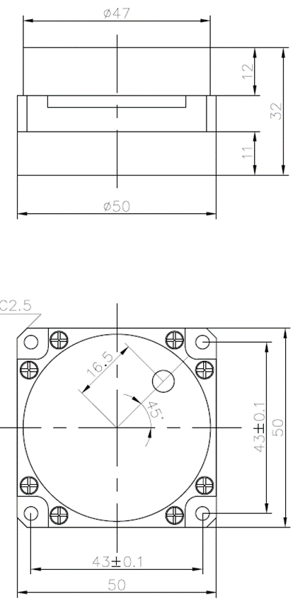 50mm Fiber Optic Gyro Fog Low Zero Bias Gyroscope Sensor